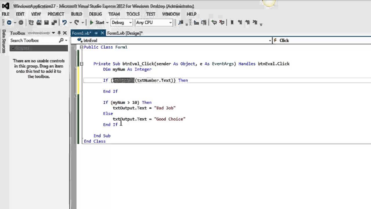 IsNumeric Data Validation Function in Visual Basic - VB.Net