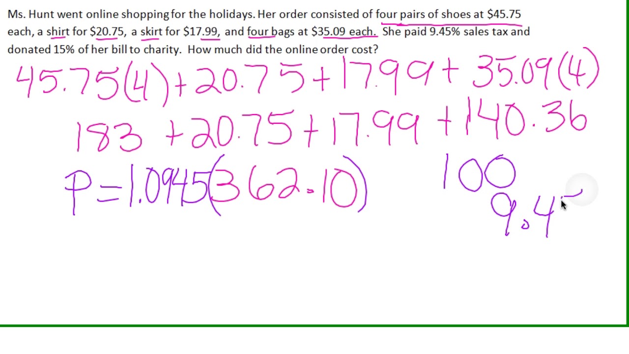 Multi Step Percent Problems 7th Grade