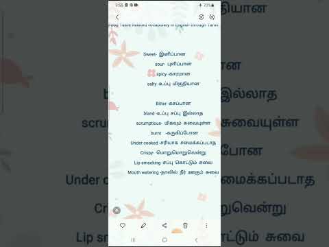 Food taste vocabulary in English through Tamil @gvswaytoenglish3334