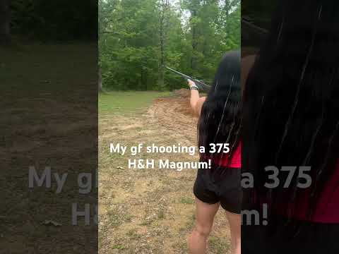 My girlfriend shot my Remington model 700 Caliber 375 H&H Magnum! #mississippi #bigbore #biggun