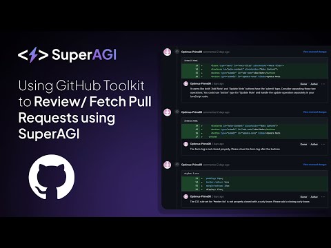 Review/Fetch GitHub Pull requests using SuperAGI & GitHub Toolkit