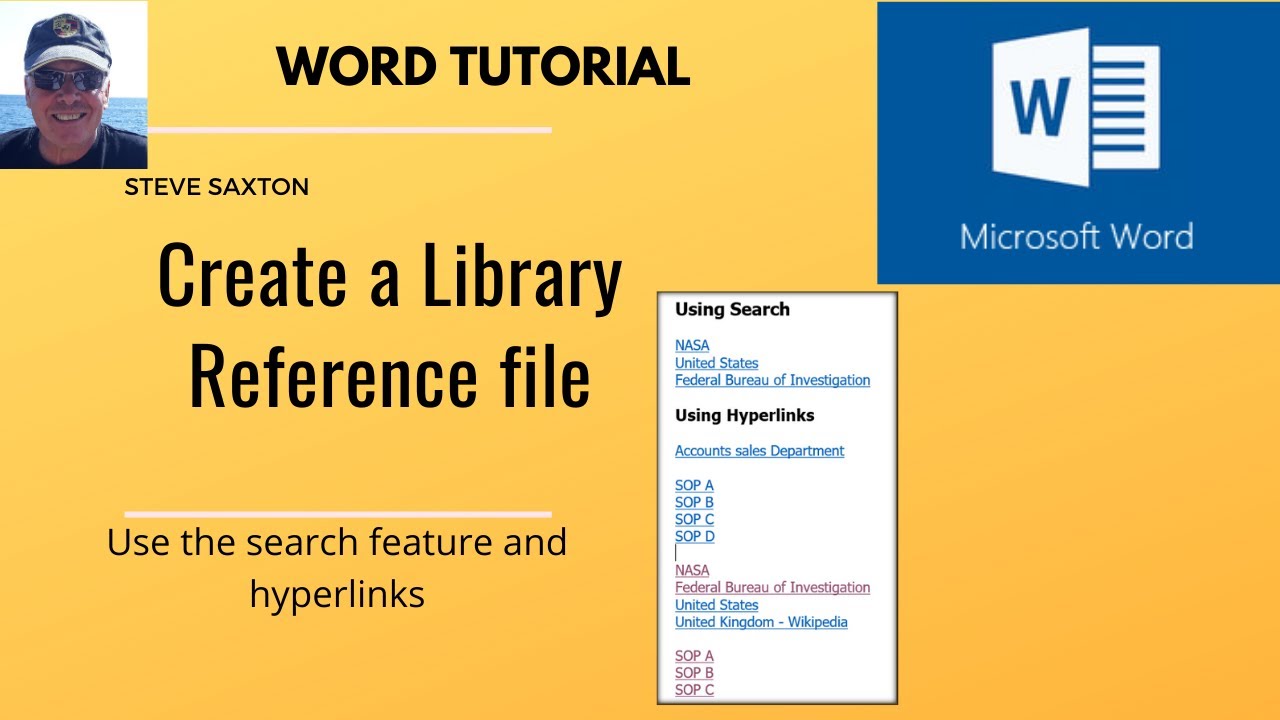 Linked Word File.  Create a library reference file in Microsoft Word.  Linked Word