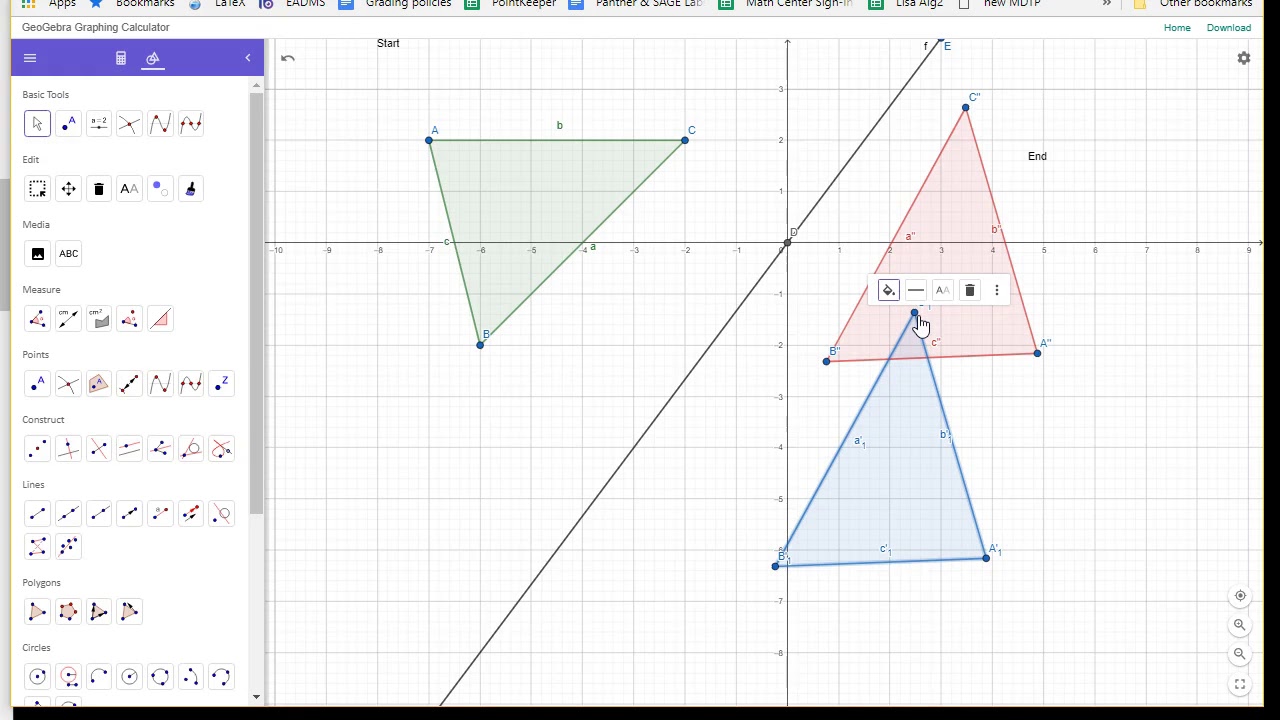 Reflection and  Translation with Geogebra