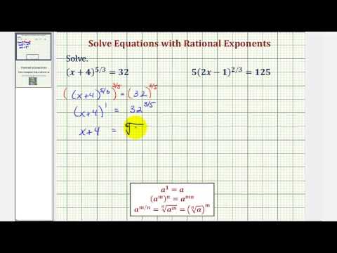 Ex: Solving an Equation with Rational Exponents Using Reciprocal Powers ...