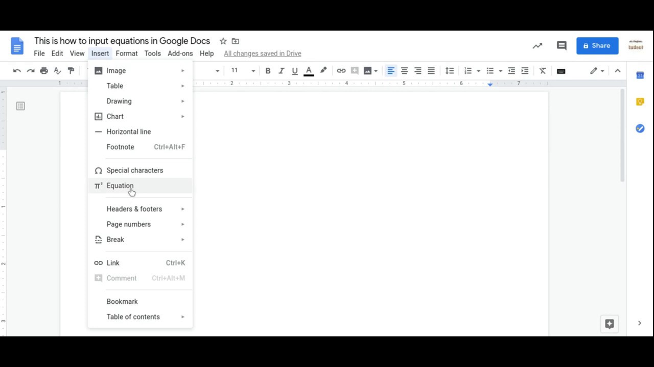 How to type math in Google Docs with the Equation Editor