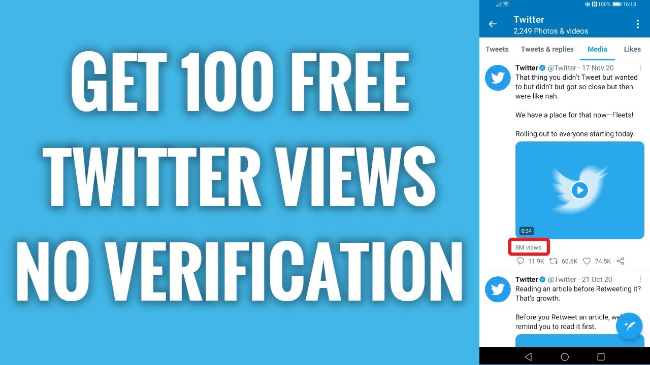 How To Get 100 Free Twitter Video Views No Verification