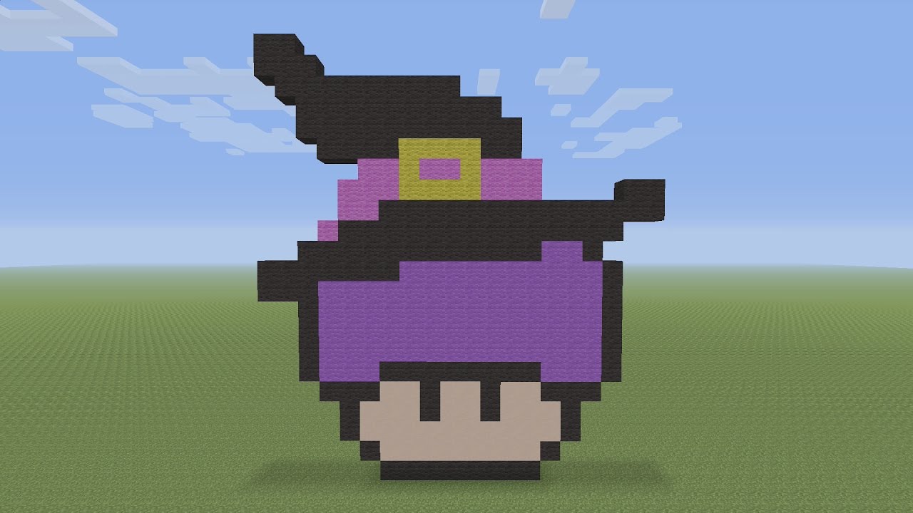 Minecraft Pixel Art - Witch Mushroom Head