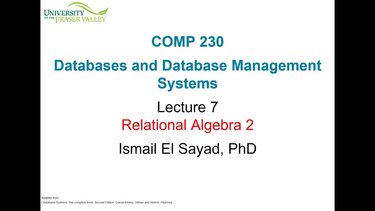 COMP 230 Databases and Database Management Systems Lecture  7