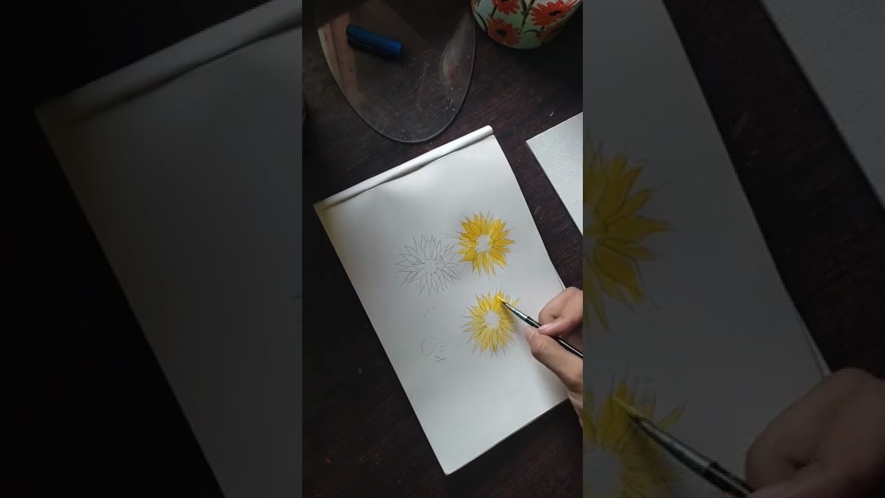 easy sunflower 🌻 painting for beginners using acrylic colour#art #sunflower