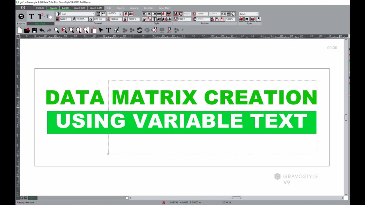 Data Matrix Creation Using Variable Text