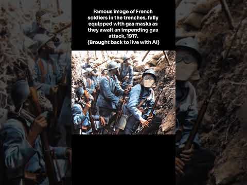 Haunting WWI Image Colorized: French Soldiers Brace for a Gas Attack in the Trenches. #shorts #ww1