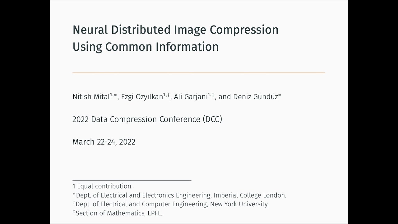 Neural Distributed Image Compression Using Common Information | DCC 2022