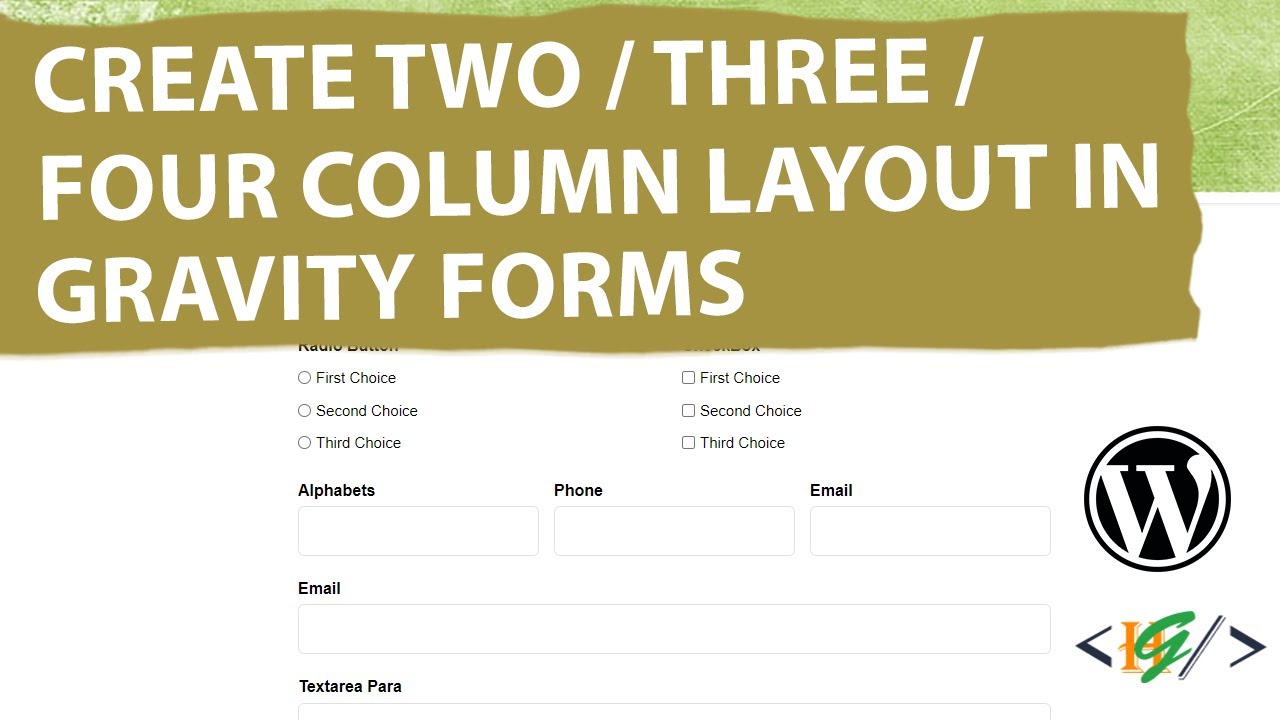 How to Create Two / Three / Four Column Layout in Gravity Form without CSS in WordPress | Forms