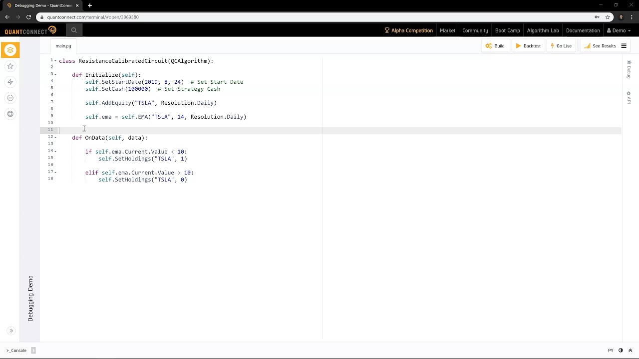 How to Use the QuantConnect Debugger