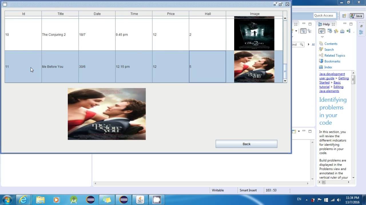 Example of Movie Booking System,  using Java and MySQL