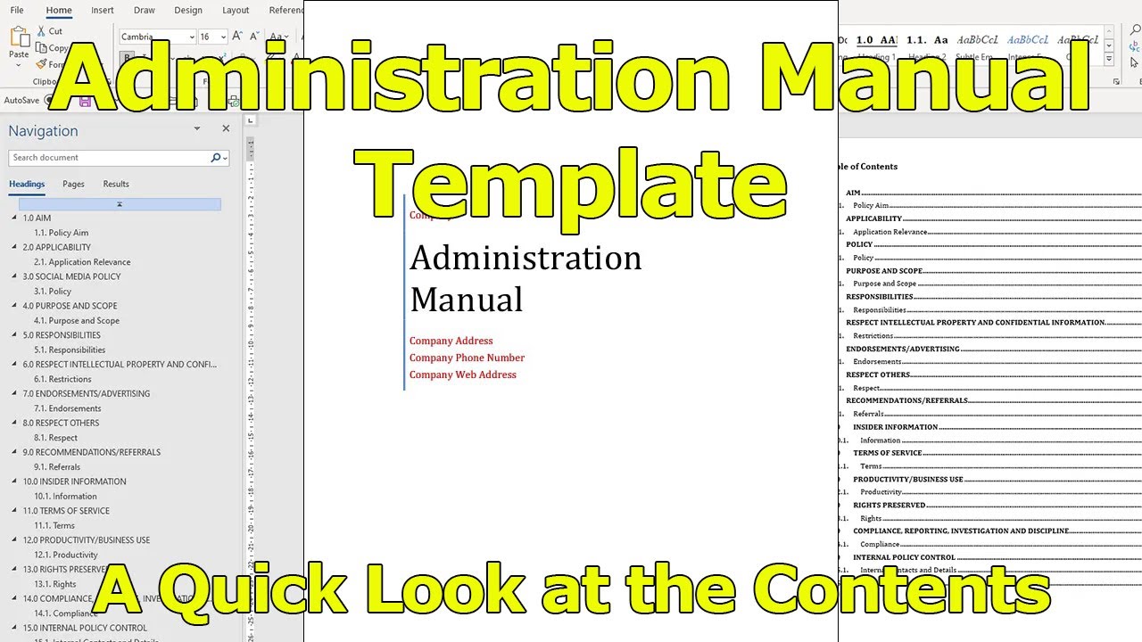 Administration Manual Template in MS Word - Boost Your Administration Team