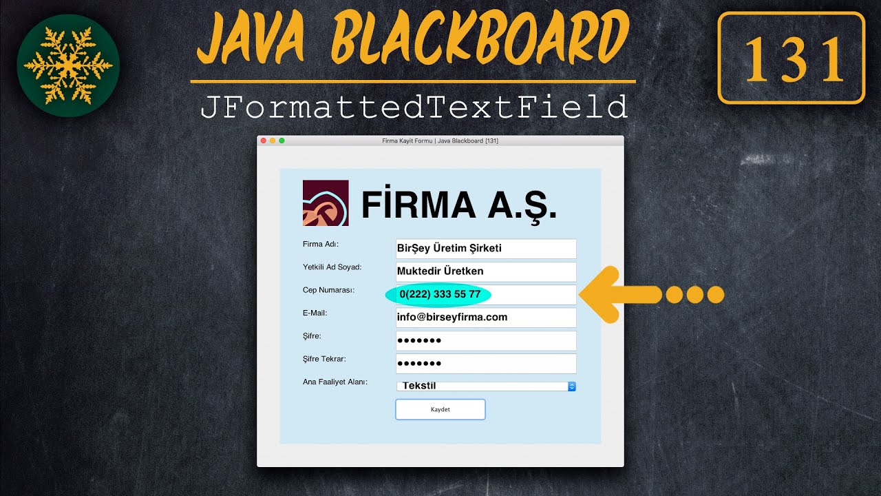 131 JavaBlackboard JFormattedTextField - Company Registration with Java Swing