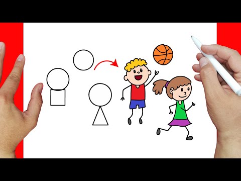 Cómo dibujar unos niños jugando baloncesto | Dibujos fáciles