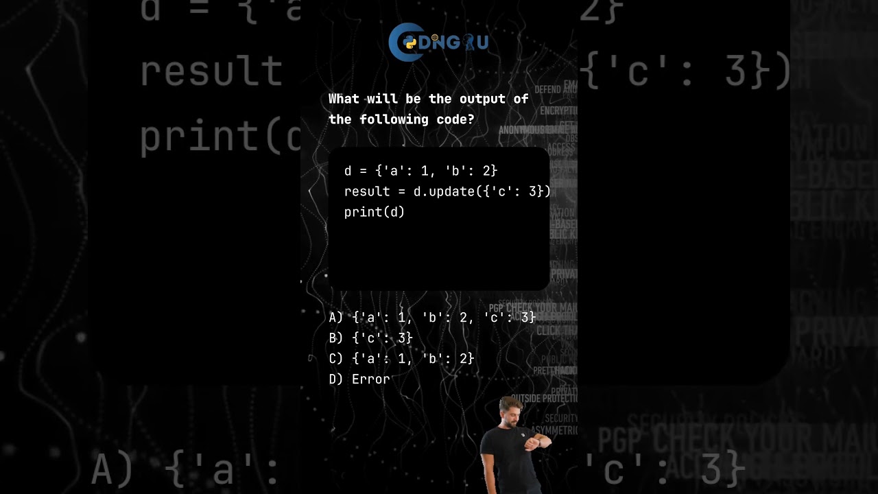 Python MCQ: Using update() with Dictionaries #python #pythonMCQ #pythoncoding #coder