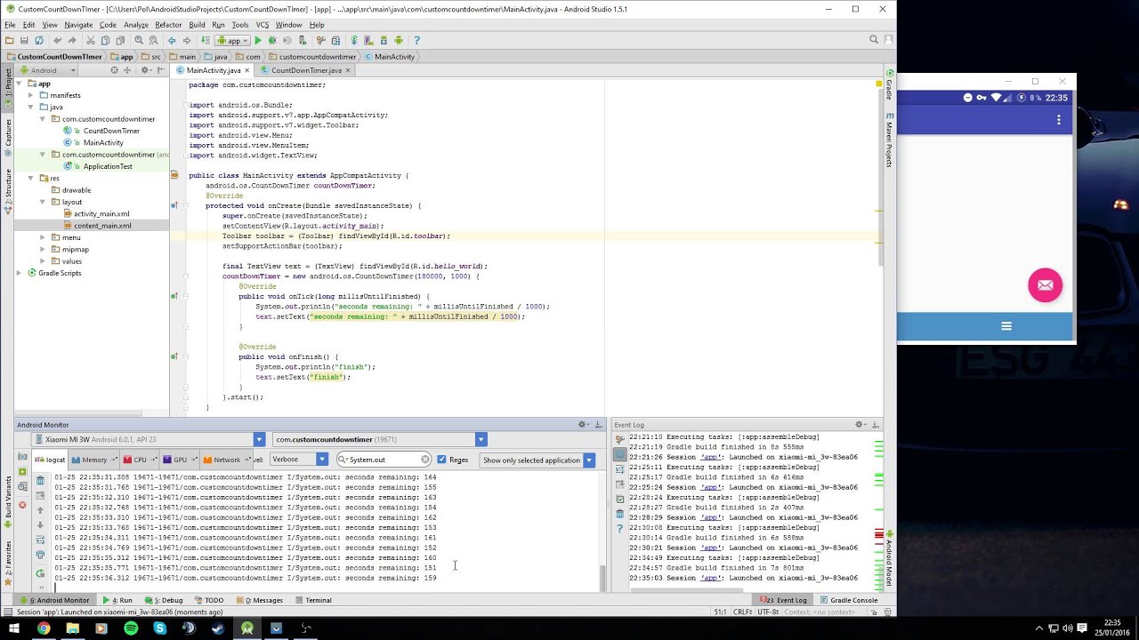 Android - Original implementation of CountDownTimer.java