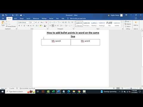 How to add bullet points in word on the same line
