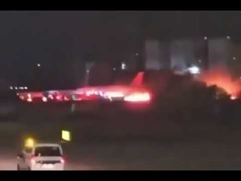 BREAKING A Russian Azimuth Airlines Sukhoi SuperJet 100 is in fire at Antalya Airport