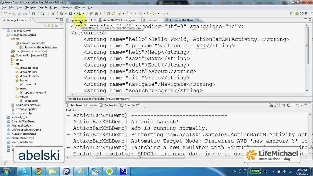 Android 3.0 Action Bar Overflow