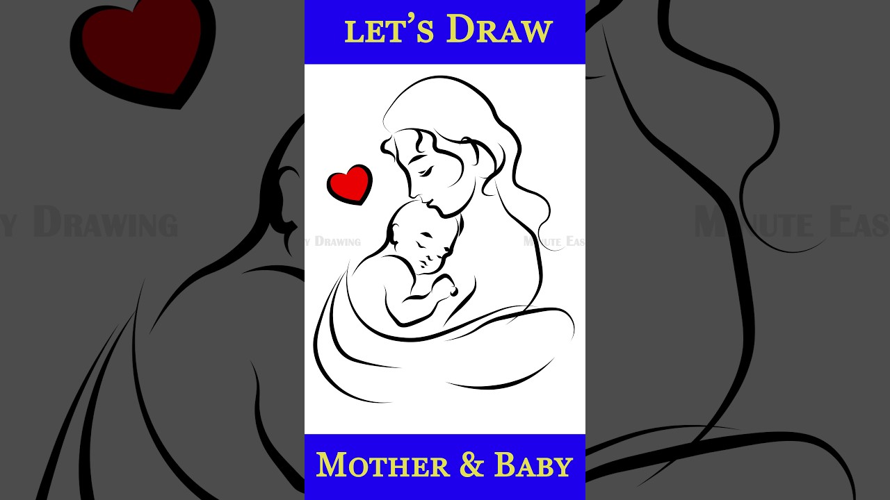 Mother and Baby Line Art Drawing #drawingideas #easytutorial