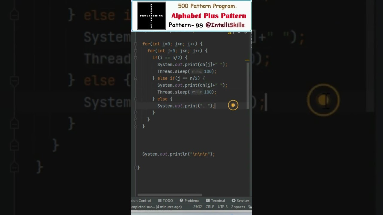 Java Pattern Programs 98 | Alphabet Plus Pattern in Java #shorts #java #coding #programming