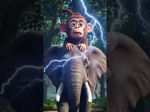 The monkey lived on an apple tree and the elephant became his friend 😠#ai​ #monkey​ #apple​
