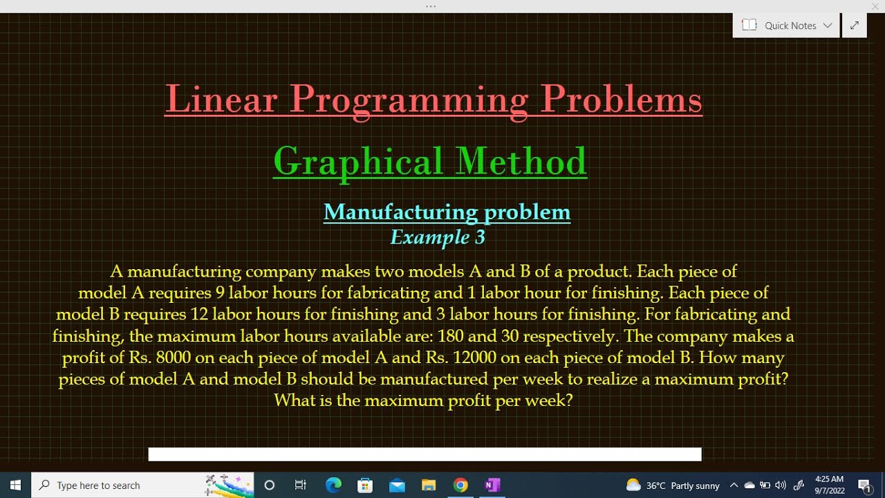 LPP6 | Linear Programming Problems | Manufacturing Problem | Graphical Method | Example 3