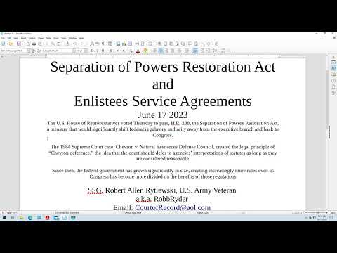 Separation of Powers Restoration Act & Enlistee Contracts