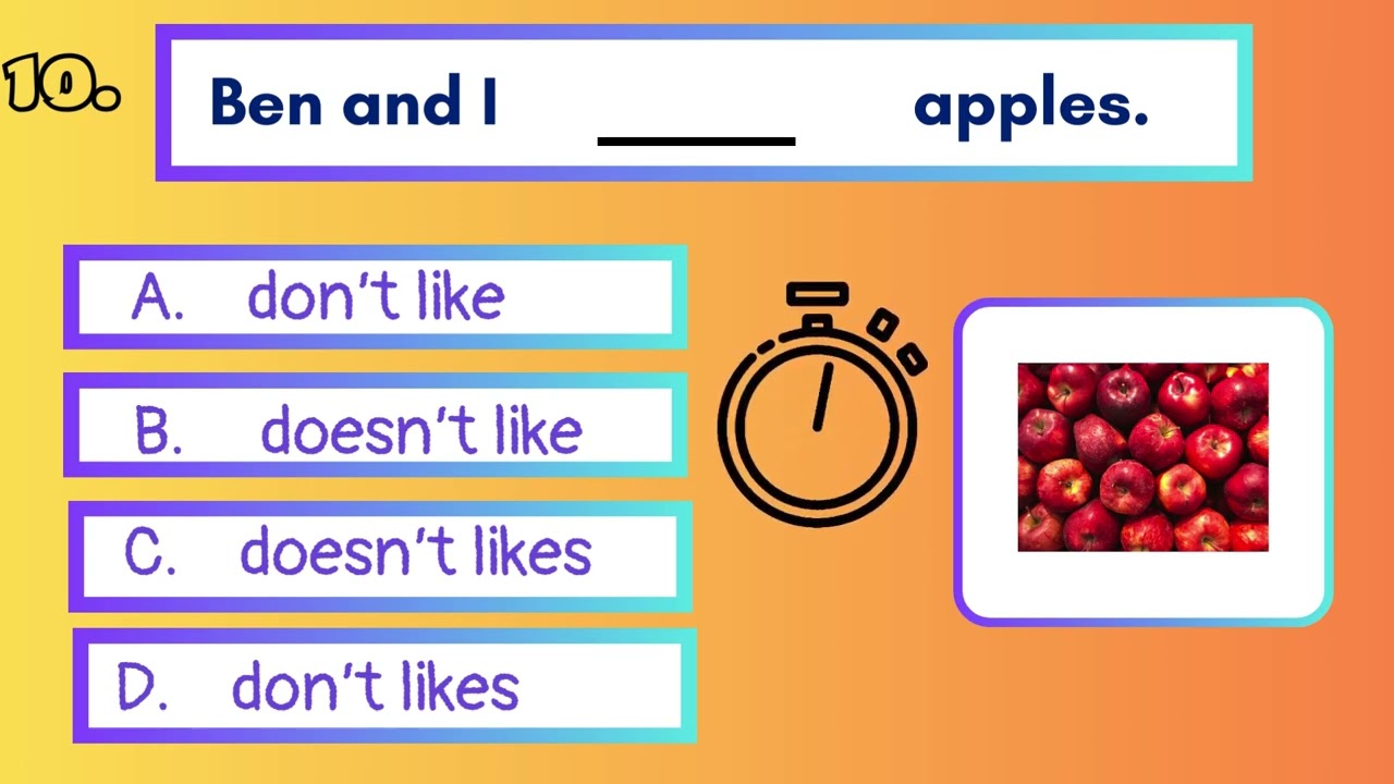 Present Simple | Negative form | Grammar Test