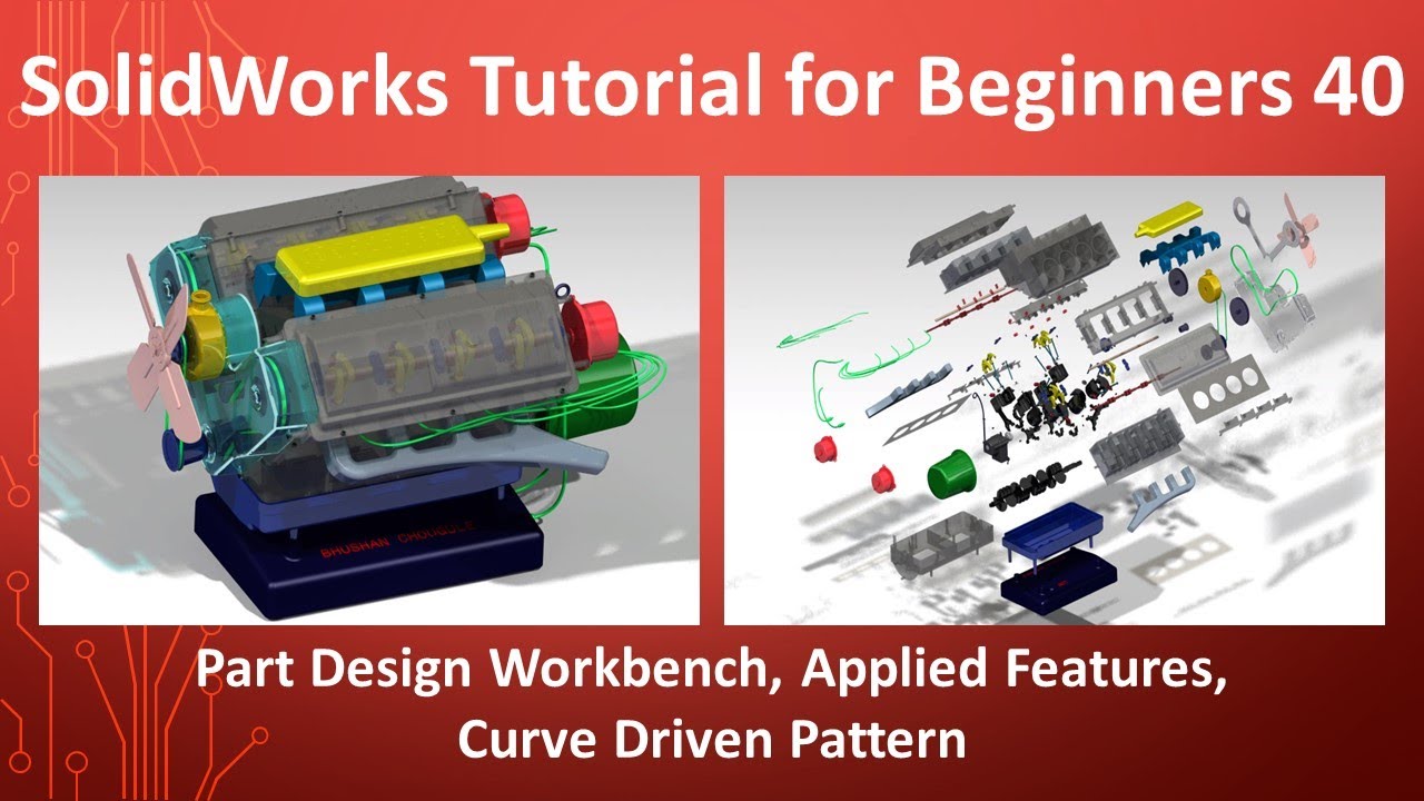 40 - SolidWorks Tutorial for Beginners- Pattern, Curve Driven Pattern