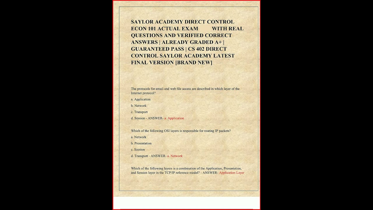 Saylor Academy Direct Control Econ 101 Actual Exam With Real video