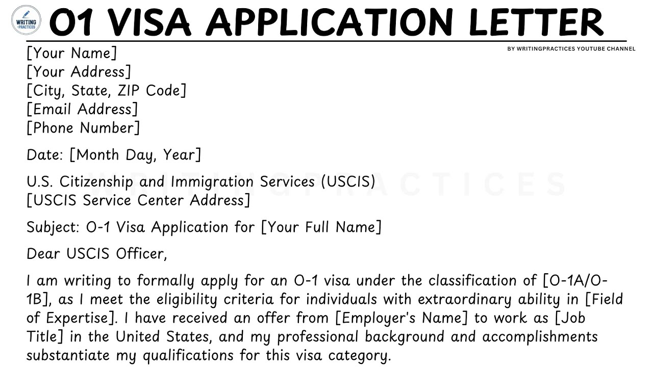 How To Write O1 Visa Application Letter Step by Step Guide Format Sample | Writing Practices