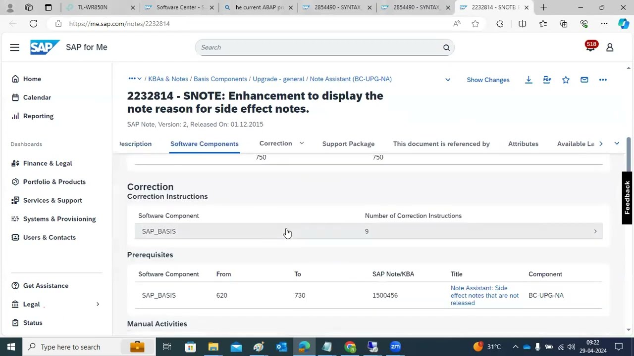 SAP NOTE IMPLEMENTATION
