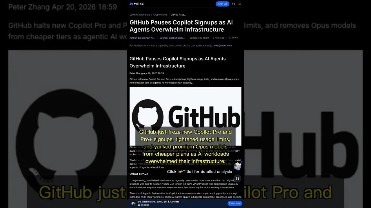 🧐👉 GitHub Freezes Copilot Pro Signups: AI Agents Force Price Hikes and Stricter Limits #QixNewsAI