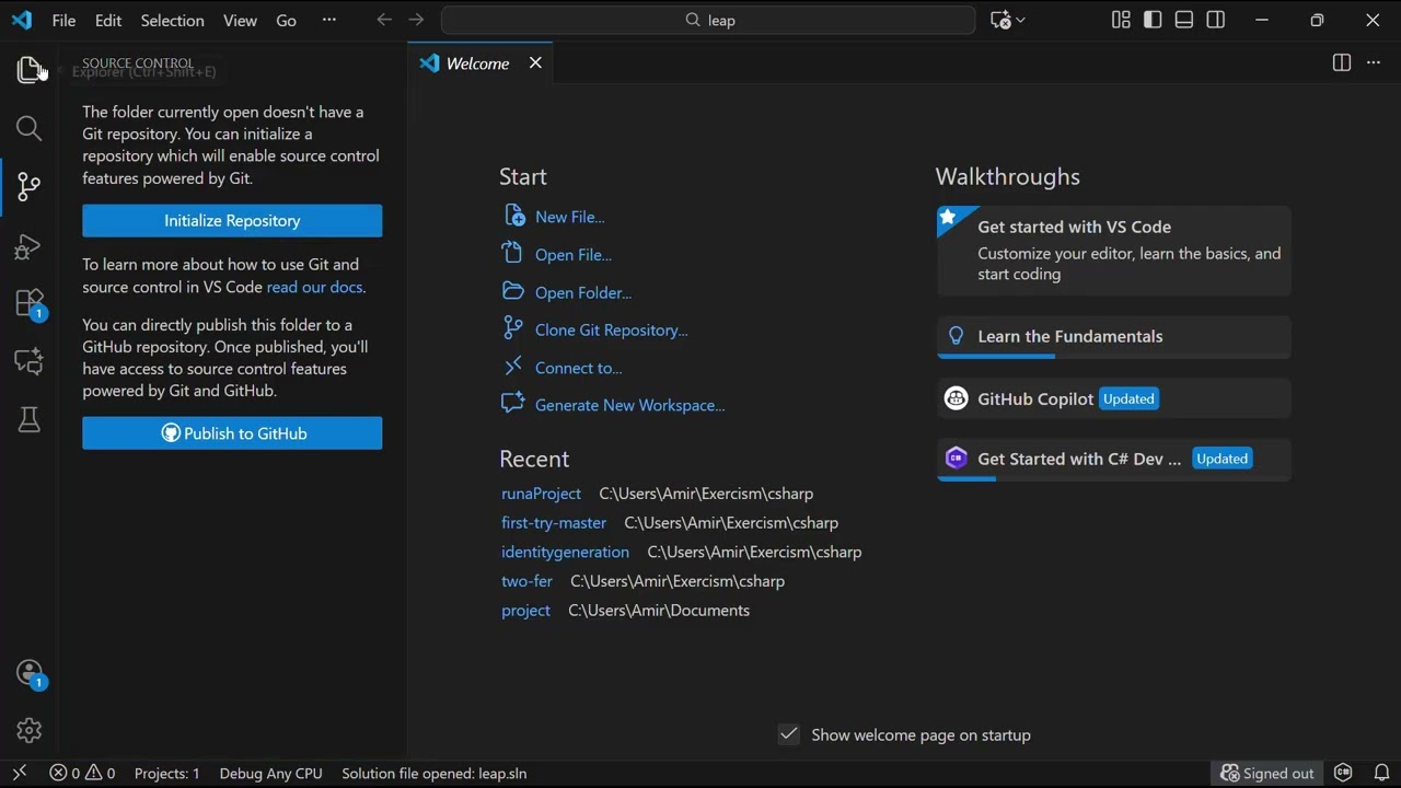 How to start working with Git and Github as a C# development.