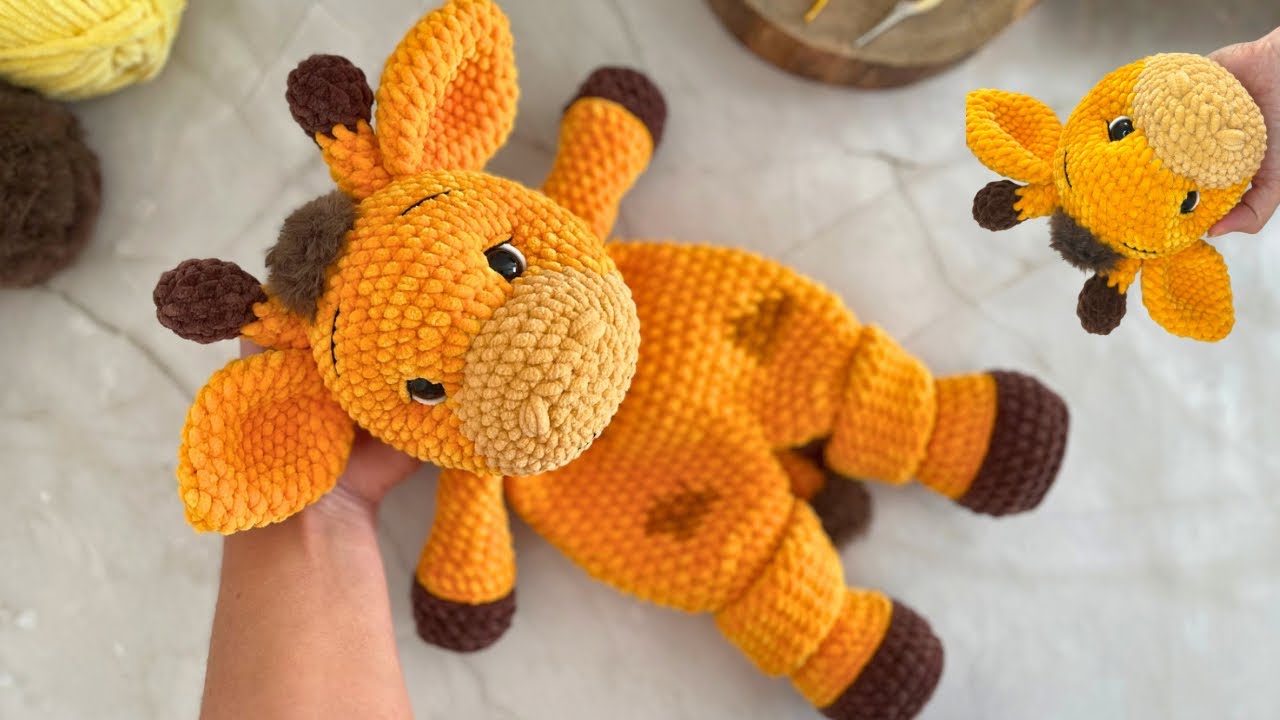 Crochet Giraffe Lovey TUTORIAL - head, ears, horns / cuddler / comforter / snuggle toy / Part 1