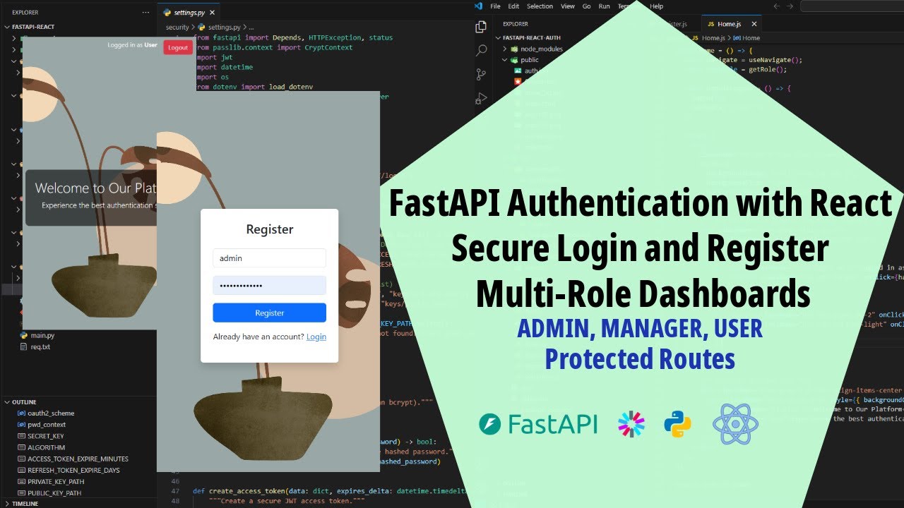 Full-Stack Authentication with FastAPI & React | Secure Login & Role-Based Dashboard