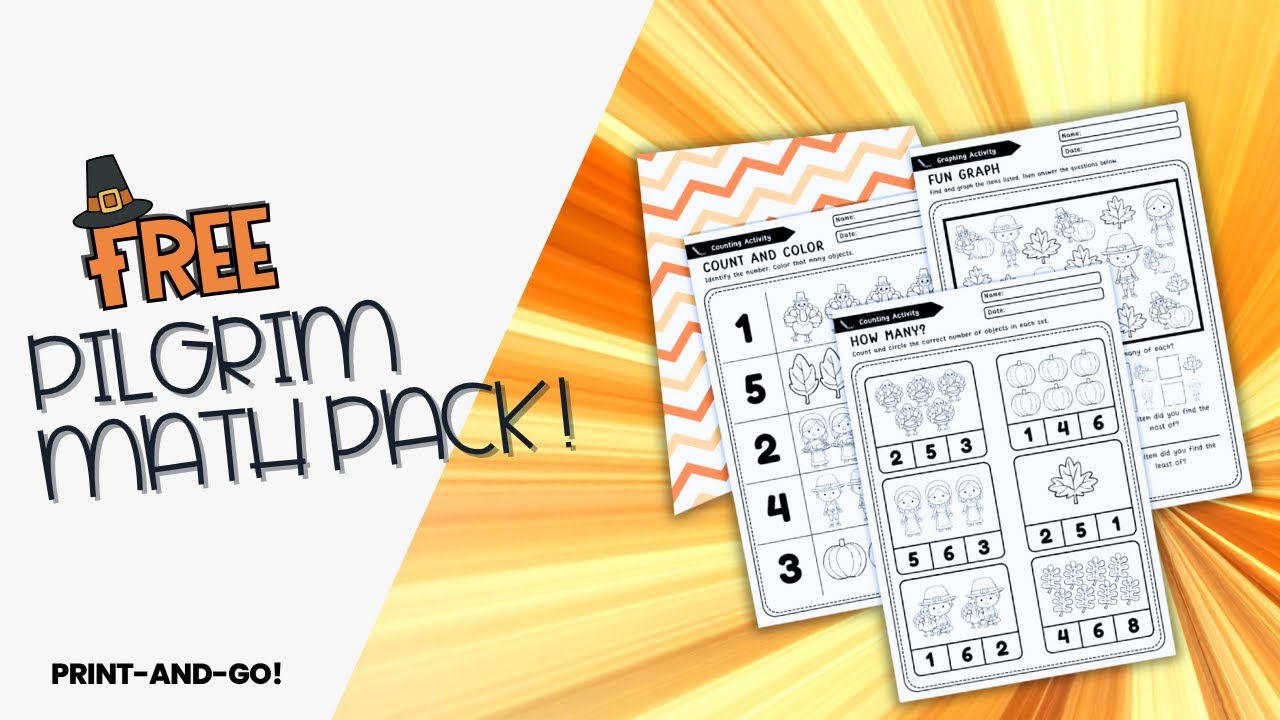 Free Thanksgiving Math Worksheets Preschoolers Will Love!