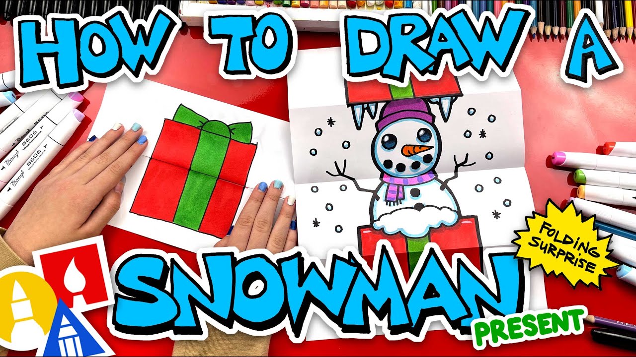 How To Draw A Snowman In A Present - Folding Surprise
