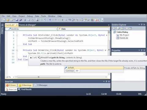 Visual Basic Tutorial - 132 - OpenFolderDialog Video Lecture - Computer ...