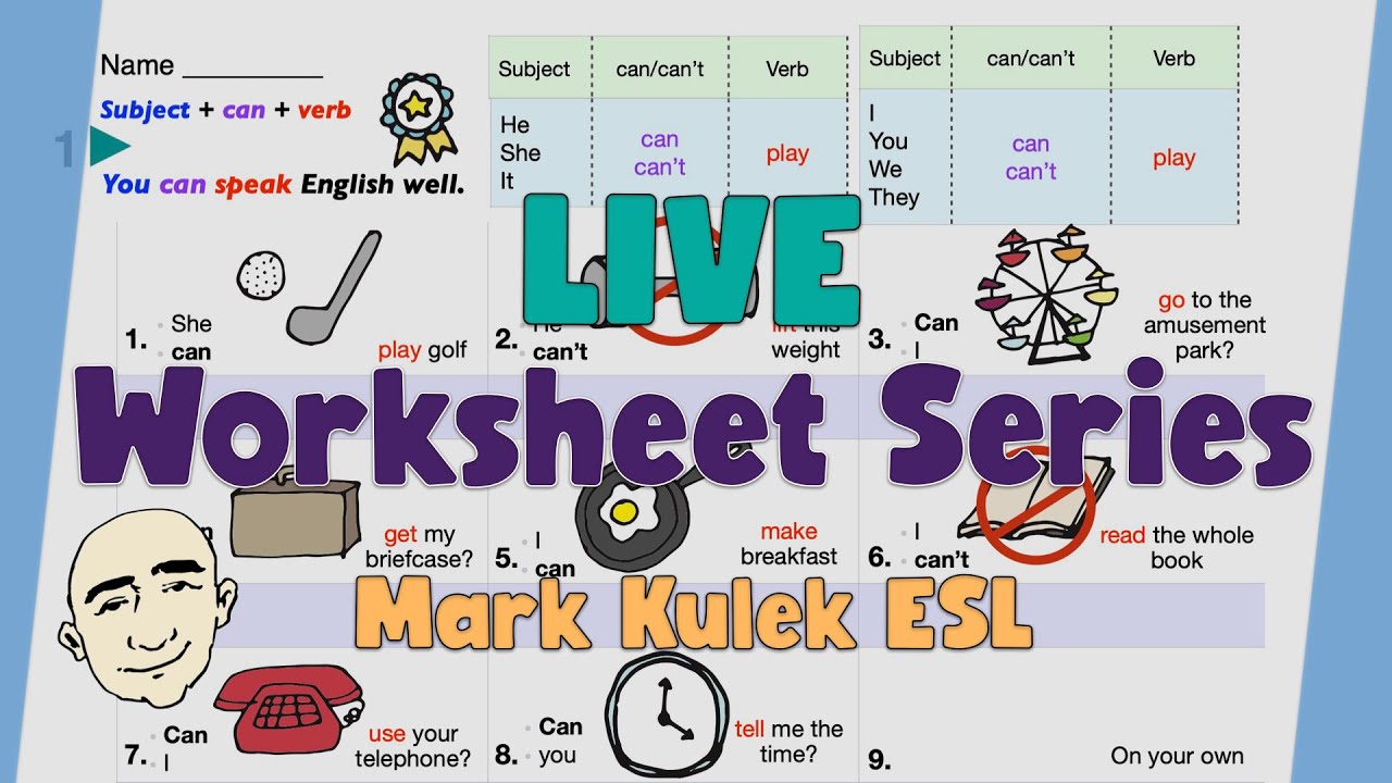 Can & Can't - worksheet | English Class - Mark Kulek ESL