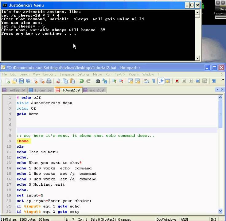 Batch programming, Tutorial 2, Program structure, By JustoSenka