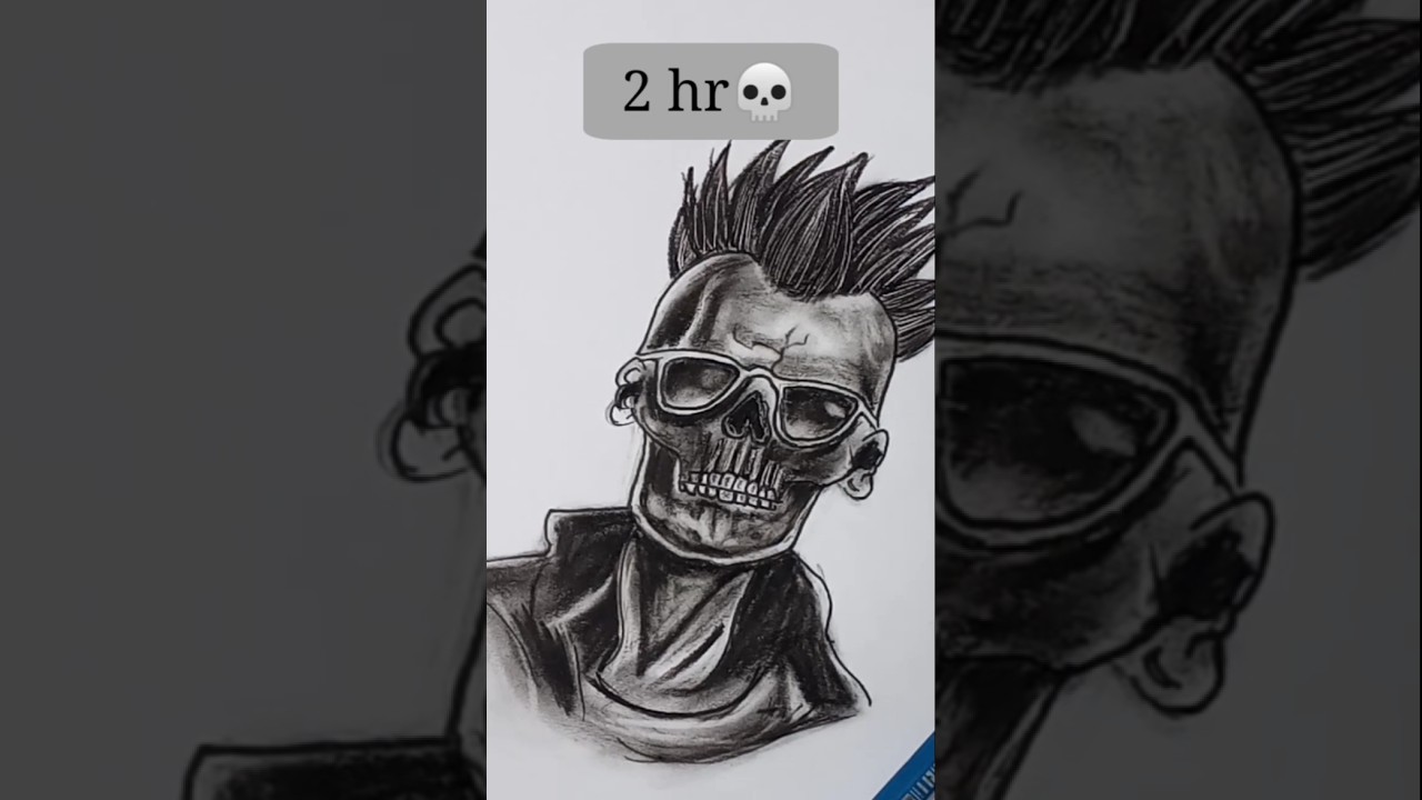 Drawing skull in 5 sec, 30 min and 2 hr #shorts