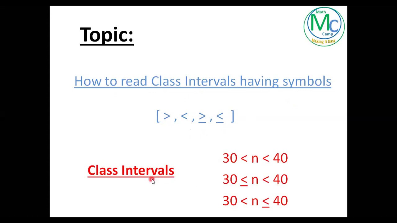 How to read Class Intervals