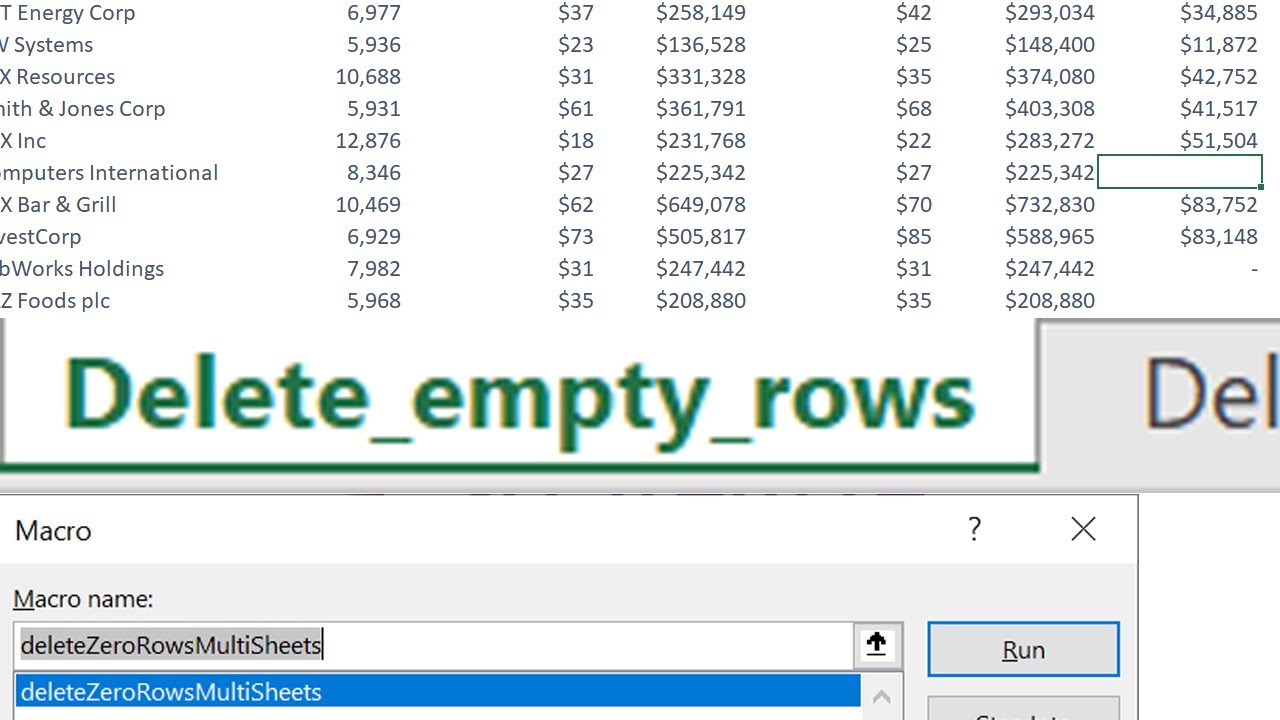 Deleting rows based on cell values across sheets using VBA