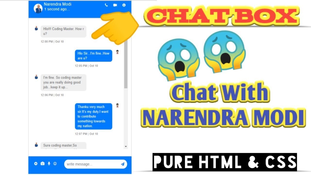 CHAT BOX || Chat With Narendra Modi || Pure HTML & CSS3 Tutorial